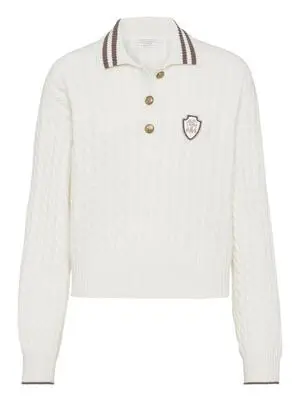 Brunello Cucinelli Cashmere Knit Polo Shirt With Logo - Panama