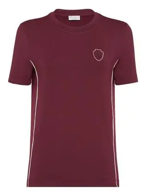 Brunello Cucinelli Jersey T-shirt With Logo - Amaranth