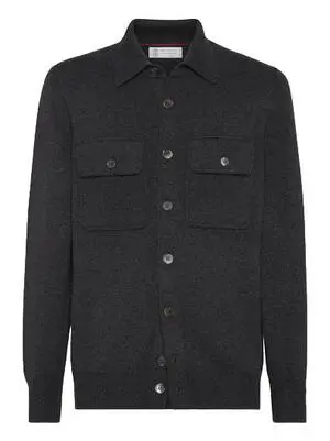 Brunello Cucinelli Shirt-style Cashmere Cardigan - Charcoal