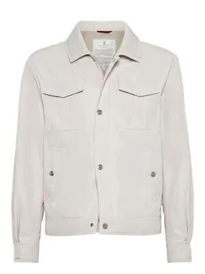 Brunello Cucinelli Bomber Jacket With Padding - Ivory