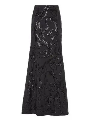 Brunello Cucinelli Floral Sequined Embroidered Skirt - Black