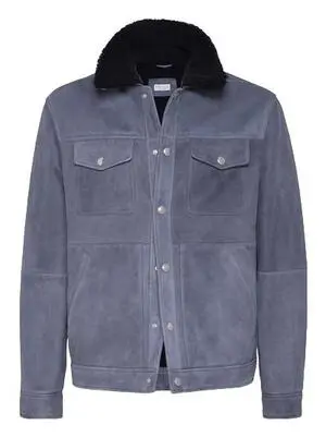 Brunello Cucinelli Curly Shearling Jacket - Denim