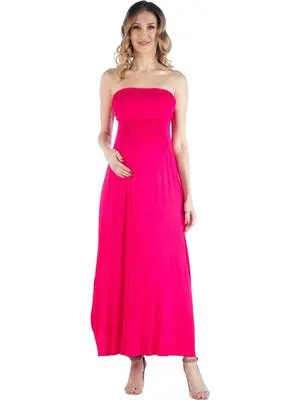 24SEVEN COMFORT APPAREL Maternity Sleeveless Maxi Dress - Pink