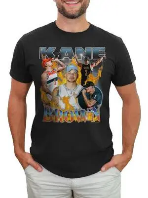 KANE BROWN Fiery Collage Graphic T-shirt - Black