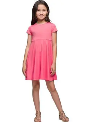 24SEVENKID Fit And Flare Short Sleeve Dress - Coral
