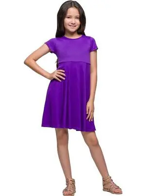 24SEVENKID Fit And Flare Short Sleeve Dress - Lilac