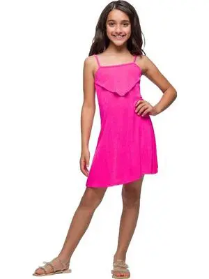 24SEVENKID Shimmery Spaghetti Strap Knee Length Dress - Pink
