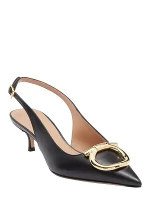 FERRAGAMO Sara Kitten Heel Slingback Pump - Nero