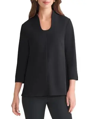Ming Wang Stretch Deco Crepe Top - Black