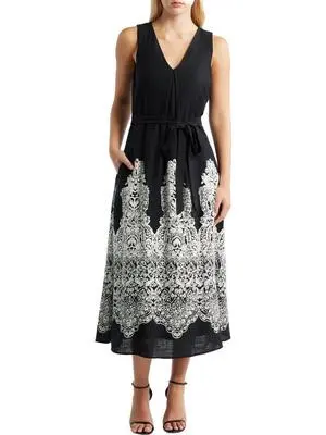 Halogen Tie Waist Sleeveless Maxi Dress - Rich Black