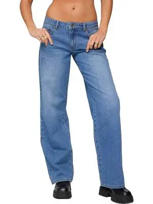 EDIKTED Nikolette Straight Leg Jeans - Blue-washed