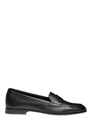 Santoni Leather Penny Loafer - Black