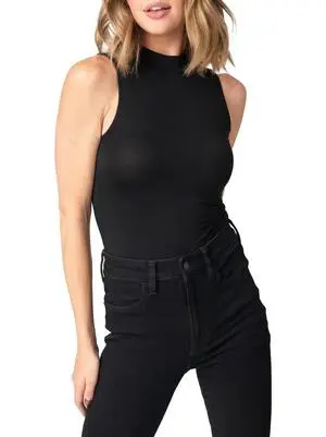 GIBSONLOOK Mock Neck Thong Bodysuit - Black
