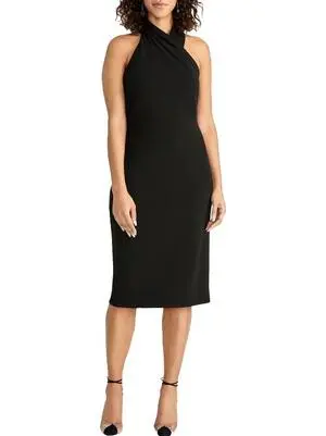 Rachel Rachel Roy Harland Crossover Halter Midi Dress Black