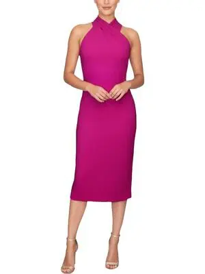 Rachel Rachel Roy Harland Crossover Halter Midi Dress Fuchsia