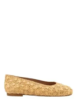 ANDREA GOMEZ Dalia Flower Raffia Ballerina - Neutral