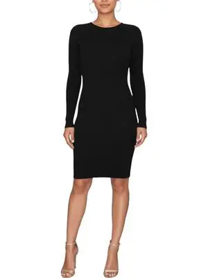 Rachel Rachel Roy Katerina Crew Neck Ribbed Mini Dress - Black