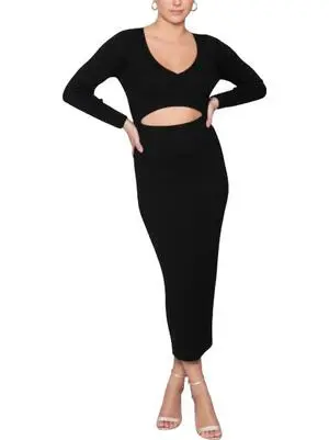 Rachel Rachel Roy Coraline Wrap Top Midi Sweater Dress - Black
