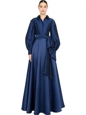 Theia Frieda Shirtdress Gown - Navy