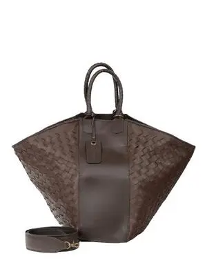 DEUX MAINS All Day Leather Tote - Dark Brown