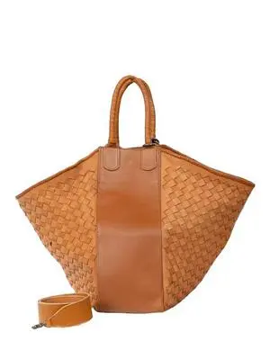 DEUX MAINS All Day Leather Tote - Two-tone-camel