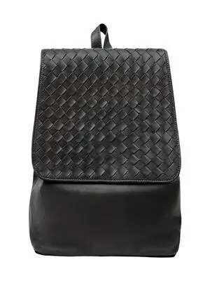 DEUX MAINS Woven Leather Backpack - Black