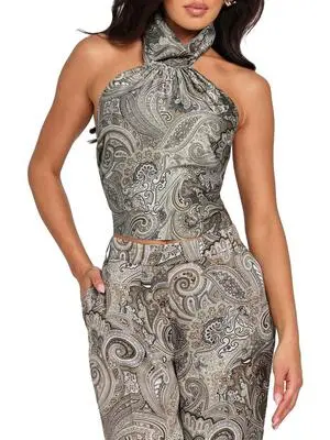 MARCIANO Treasure Paisley Halter Top - Paisley Taupe Combo