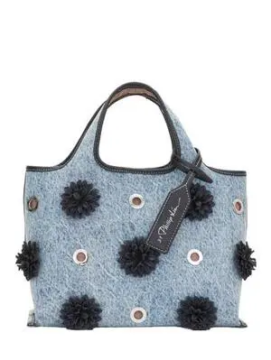 3.1 Phillip Lim Denim Market Tote With Leather Appliqués - Washed Indigo