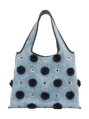 3.1 Phillip Lim Denim Market Tote With Leather Appliqués - Washed Indigo