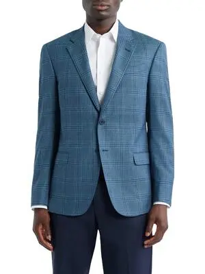 Emporio Armani G Line Windowpane Check Wool Sport Coat - Teal