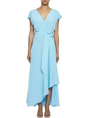 Santorelli Fallon Hi-lo Midi Dress In Silk Crepe De Chine - Sky Blue