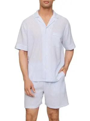 Eberjey Striped Short Pajamas - White/cornflower Blue