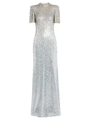 Jenny Packham Jourdain Sequin-Embellished Gown Glass