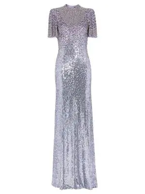 Jenny Packham Jourdain Sequin-Embellished Gown Viola