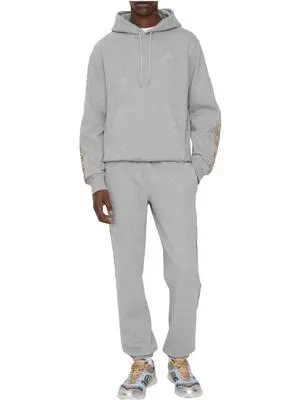 Burberry Check Trim Cotton Jogging Pants - Pale Grey Melange