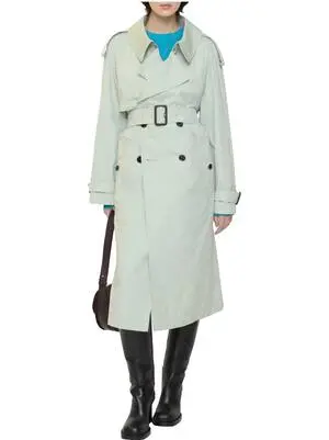Burberry Long Gabardine Fitzrovia Trench Coat - Seafoam Green