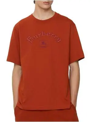 Burberry Gothic Logo Cotton T-shirt - Fire Orange