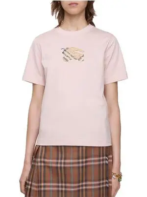 Burberry Check Cotton T-shirt - Bouquet Pink