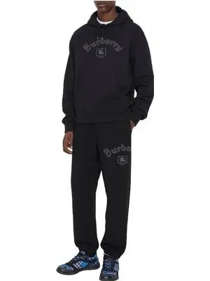 Burberry Gothic Logo Cotton Jogging Pants - Black