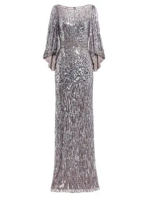 Jenny Packham Ines Sequin-embellished Gown - Granite