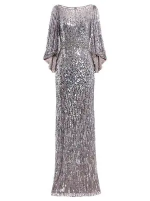 Jenny Packham Ines Sequin-embellished Gown - Granite