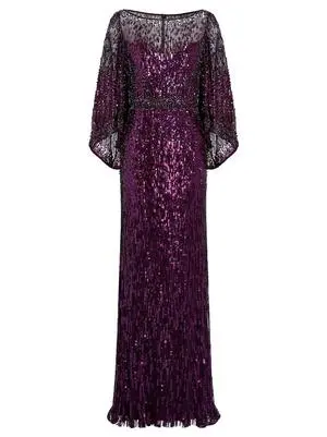 Jenny Packham Ines Sequin-embellished Gown - Purple Muscadine