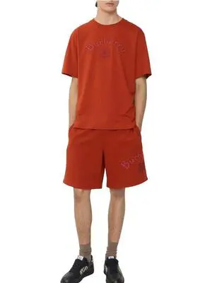 Burberry Gothic Logo Cotton Shorts - Fire Orange