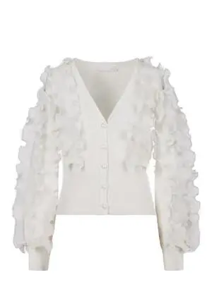 Anne Fontaine Ciline Ruffle Cardigan - White