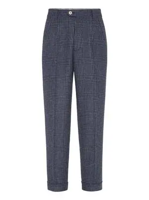 Brunello Cucinelli Leisure Fit Trousers With Double Pleats - Denim