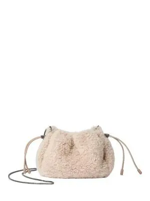 Brunello Cucinelli Shearling Mini Bucket Bag - Milk