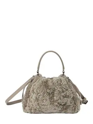 Brunello Cucinelli Shearling Bucket Bag - Light Brown