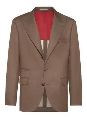 Brunello Cucinelli Blazer With Large Peak Lapel - Bark