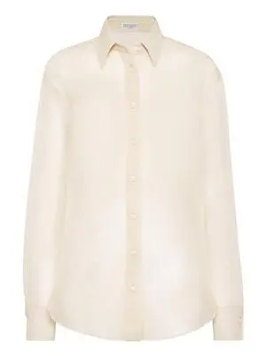 Brunello Cucinelli Crispy Silk Shirt - Beige Silk