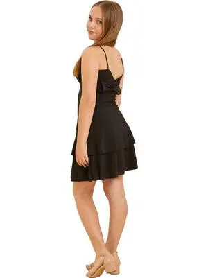 UN DEUX TROIS Bow Back Tiered Dress - Black